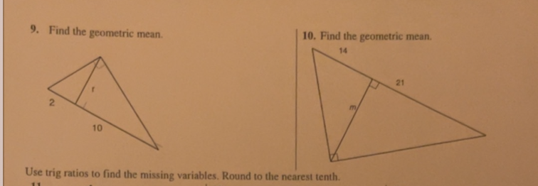 Solved 9. Find the geometric mean. 10. Find the geometric | Chegg.com