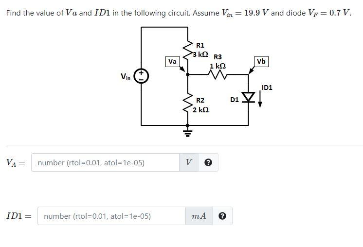 Solved Find the value of Va and ID1 in the following | Chegg.com