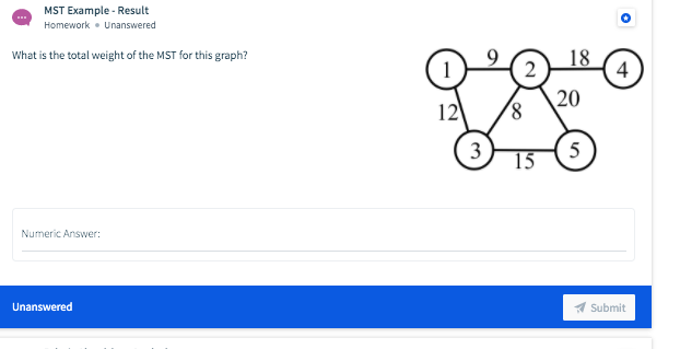 Solved MST Example - Prim Homework Unanswered Assuming we | Chegg.com