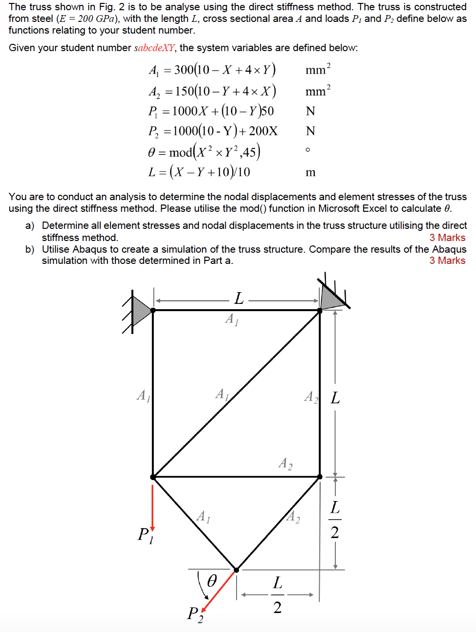 Solved The truss shown in Fig. 2 is to be analyse using the | Chegg.com
