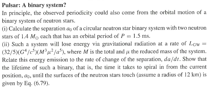 Solved Pulsar: A binary system?In principle, the observed | Chegg.com
