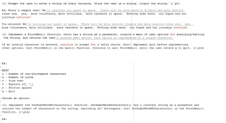 Solved 1) Prompt t the user to enter a string of their | Chegg.com