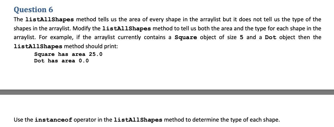 Solved Question 1 Create a Shape class with the following | Chegg.com