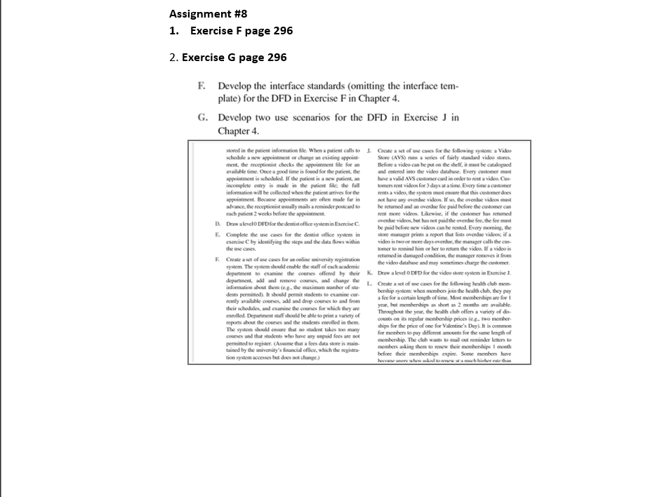 Solved Assignment \#8 1. Exercise F page 296 2. Exercise G | Chegg.com