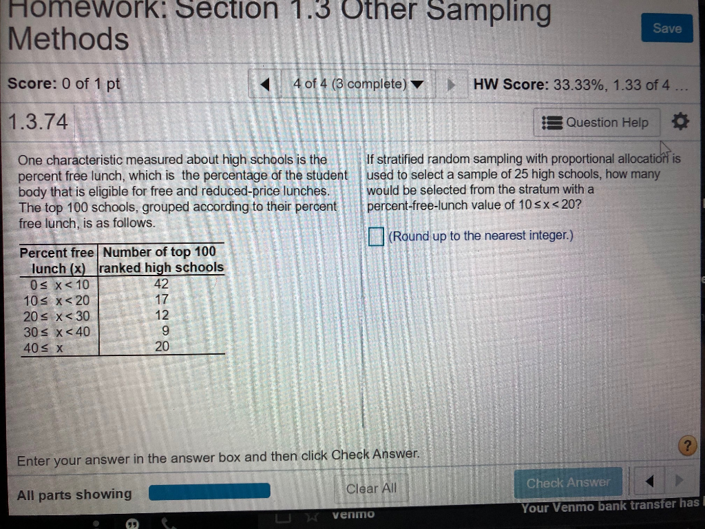 Solved Save Homework: Section 1.3 Other Sampling Methods | Chegg.com