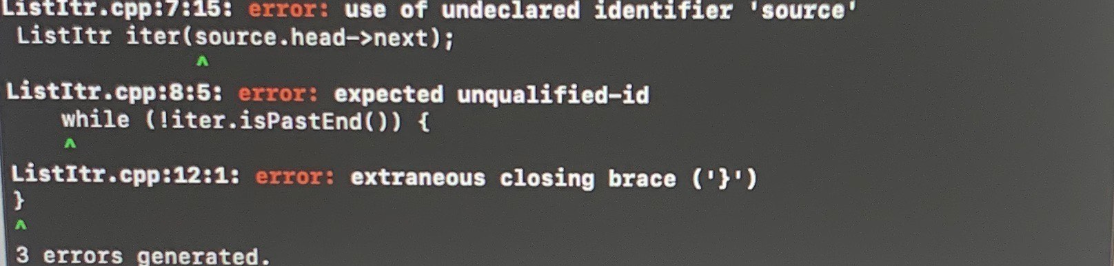 ListItr.cpp:7:15: error: use of undeclared identifier | Chegg.com