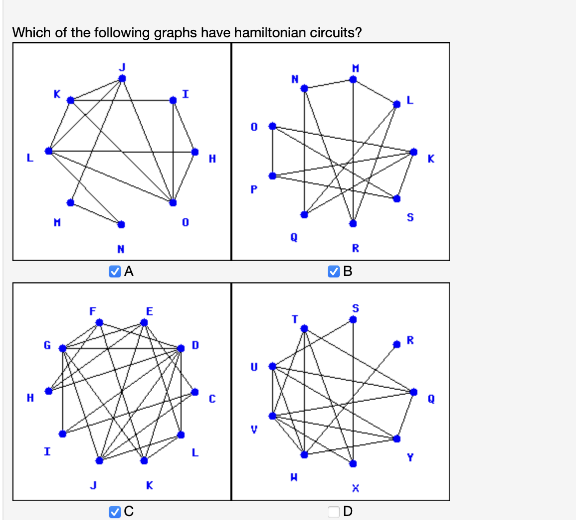 Solved Which of the following graphs have hamiltonian | Chegg.com