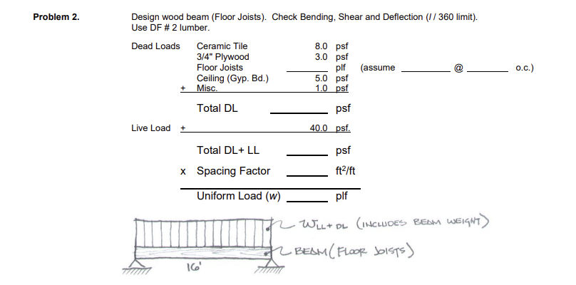 Solved Design wood beam (Floor Joists). Check Bending, Shear | Chegg.com