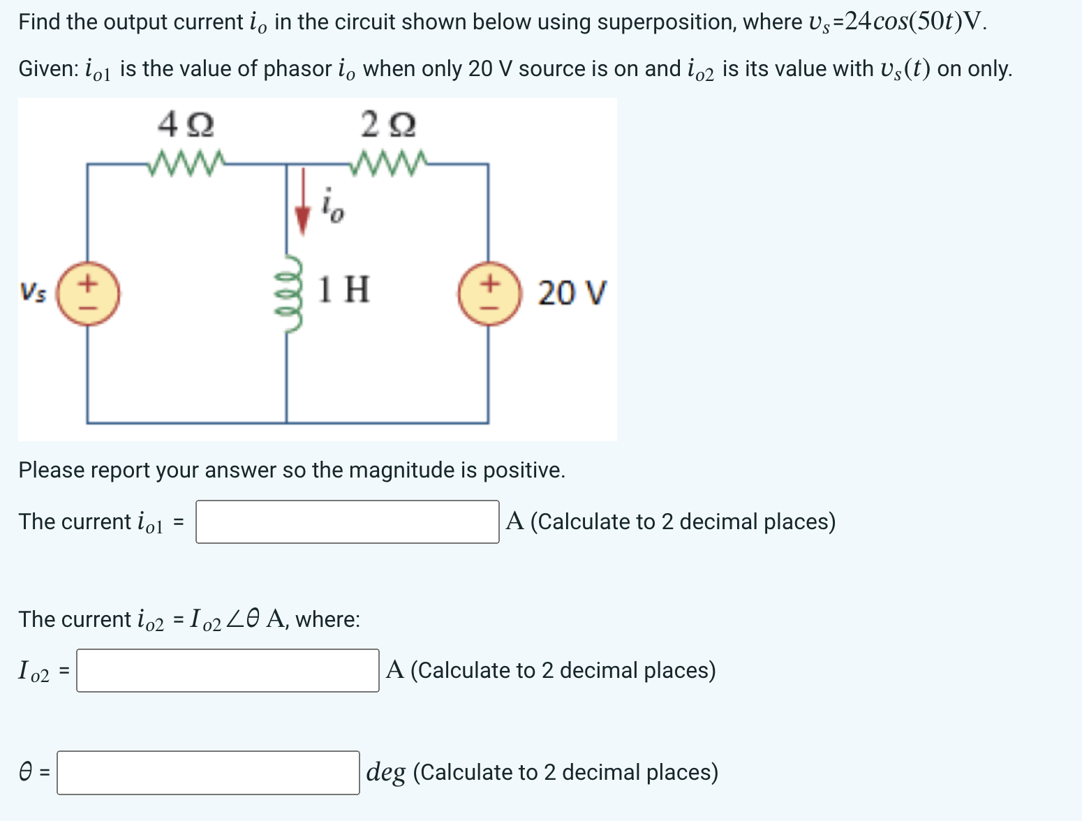 Solved Find the output current 𝑖𝑜 in the circuit shown | Chegg.com