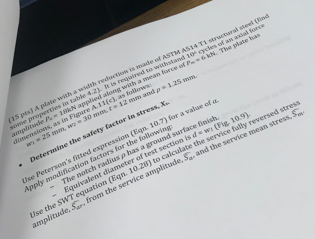 A plate with a width reduction is made of ASTM A514 | Chegg.com