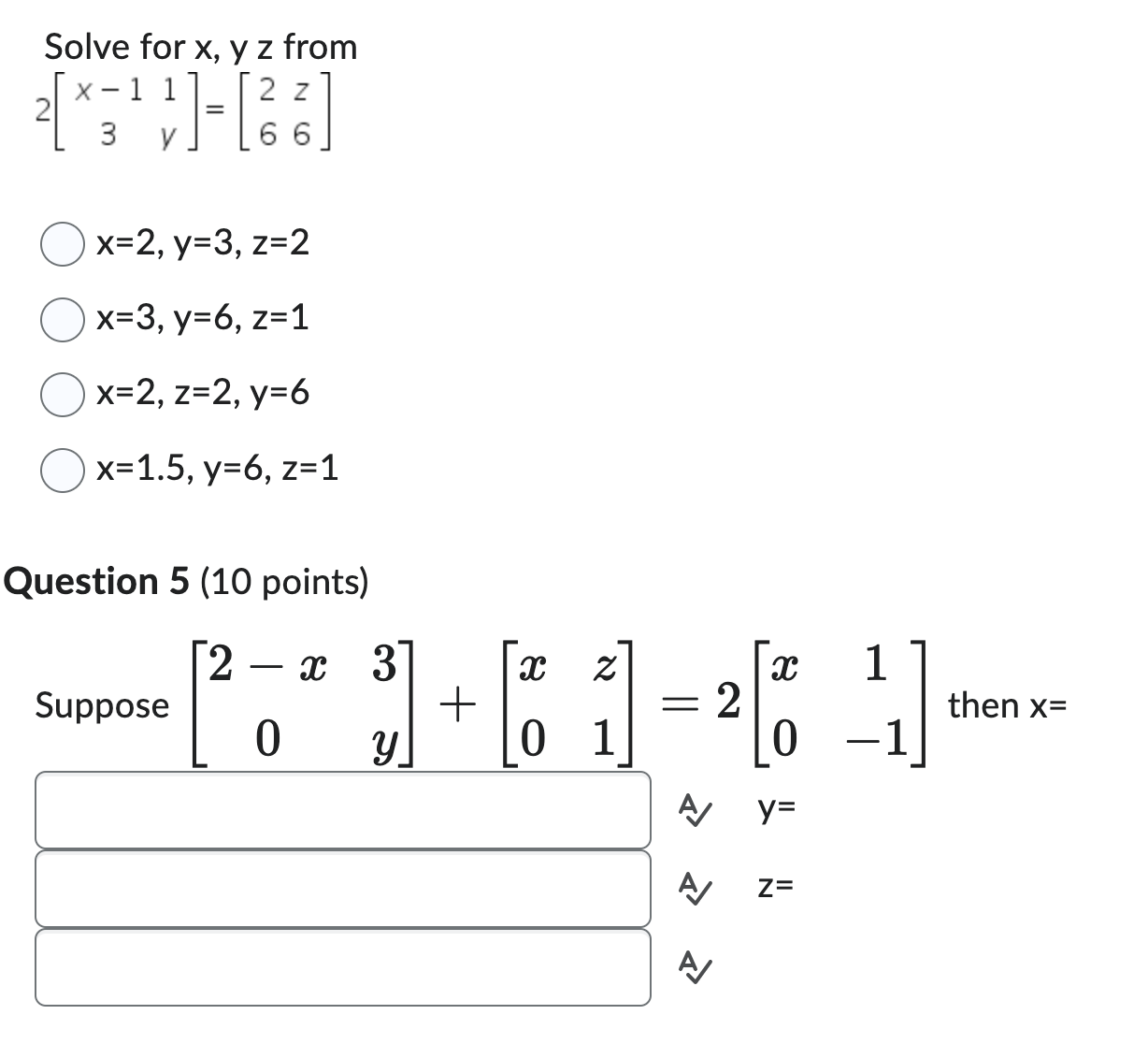 Solved Solve for x,yz from | Chegg.com