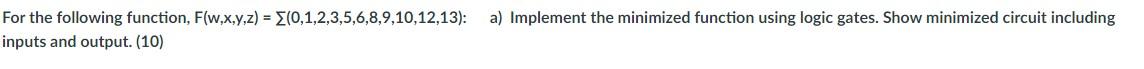 Solved a) Implement the minimized function using logic | Chegg.com