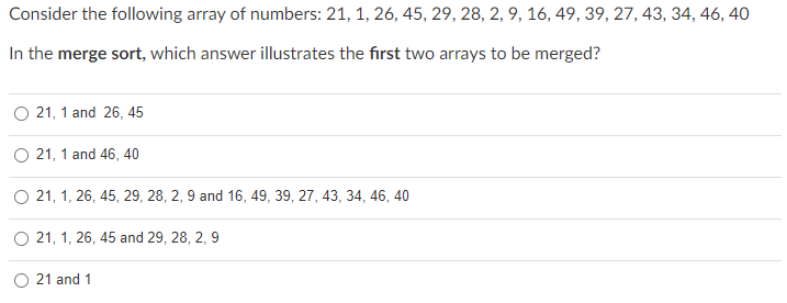 Consider the following array of numbers: | Chegg.com