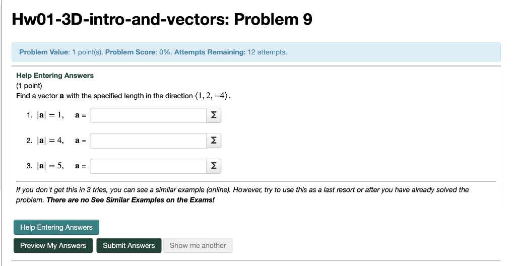 Solved Hw01-3D-intro-and-vectors: Problem 9 Problem Value: 1 | Chegg.com