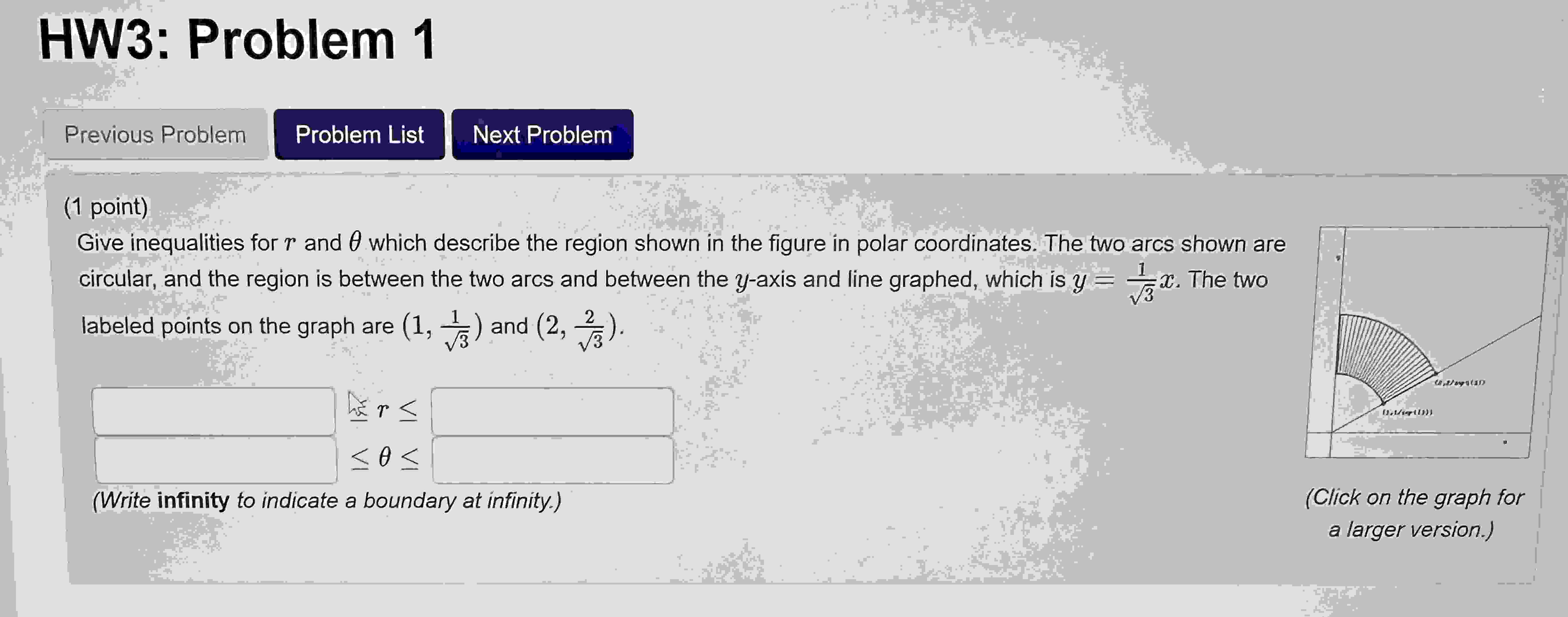 Solved HW3: Problem 1Previous Problem(1 ﻿point)Give | Chegg.com