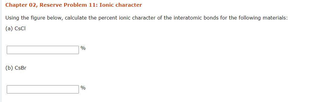 Solved Chapter 02, Reserve Problem 11: Ionic character Using | Chegg.com