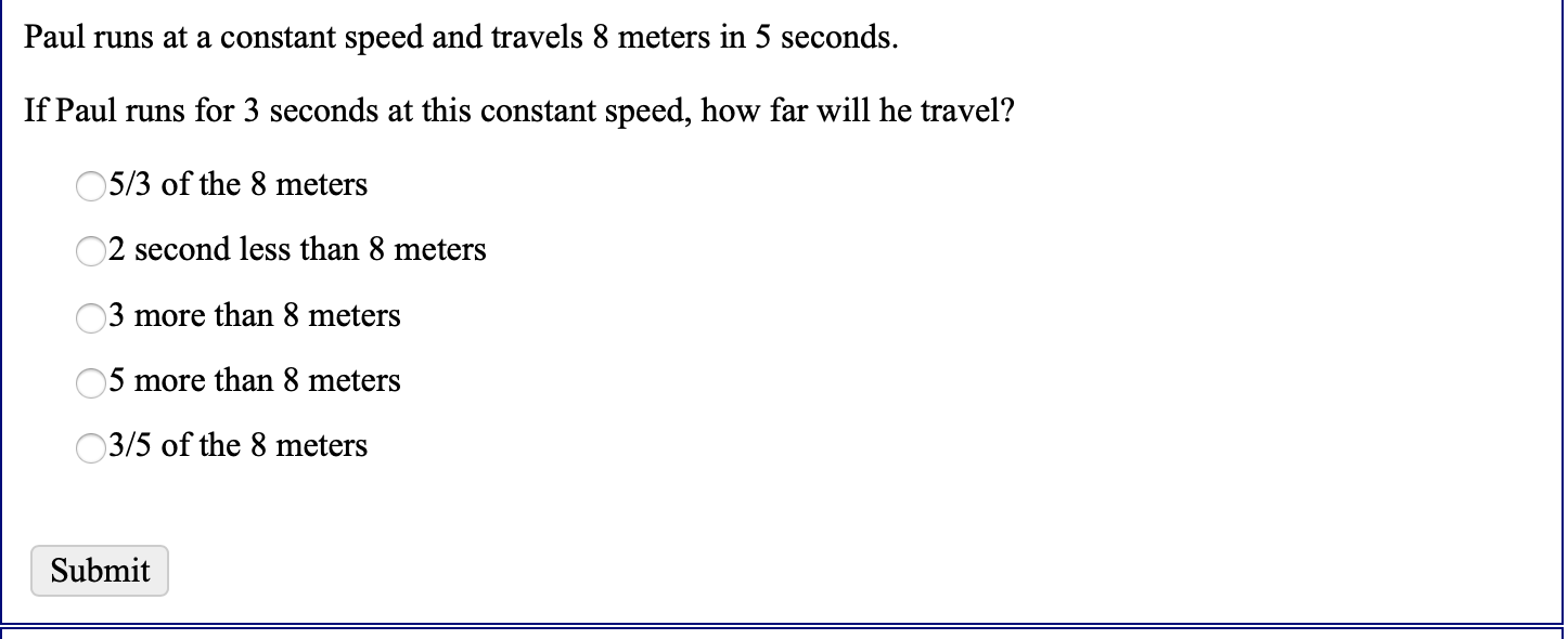 Solved Paul runs at a constant speed and travels 8 meters in | Chegg.com