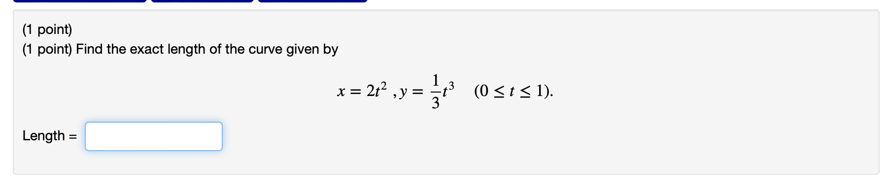 Solved (1 point) (1 point) Find the exact length of the | Chegg.com