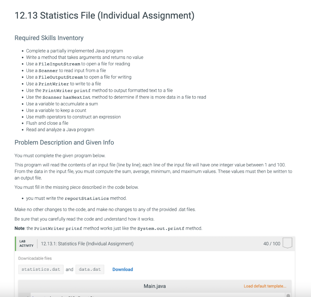 Solved In Java Please! // This program will read the | Chegg.com