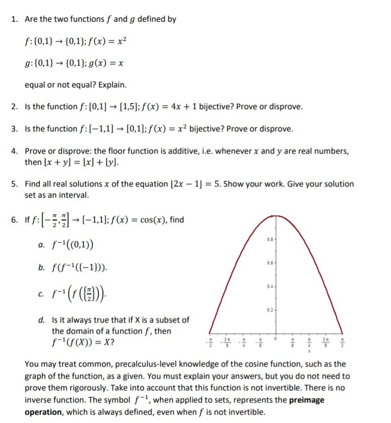 Solved Are the two functions f and g defined by f: 10,13 | Chegg.com