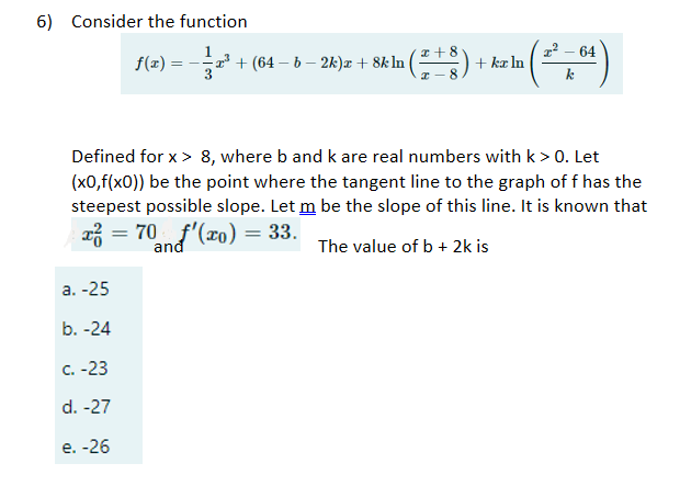 Solved 6) Consider the function 64 f(x) + (64 - b - 2k).x + | Chegg.com