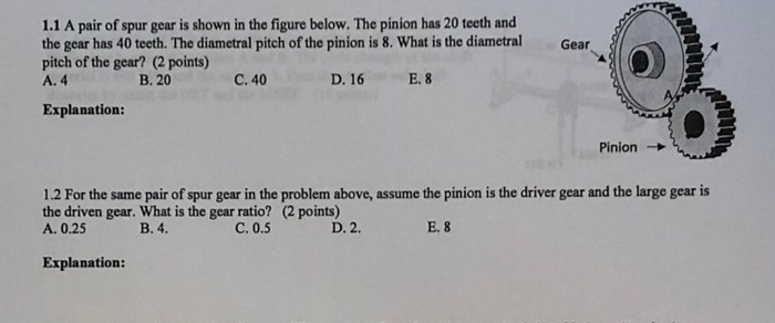 Solved 1.1 A pair of spur gear is shown in the figure below. | Chegg.com
