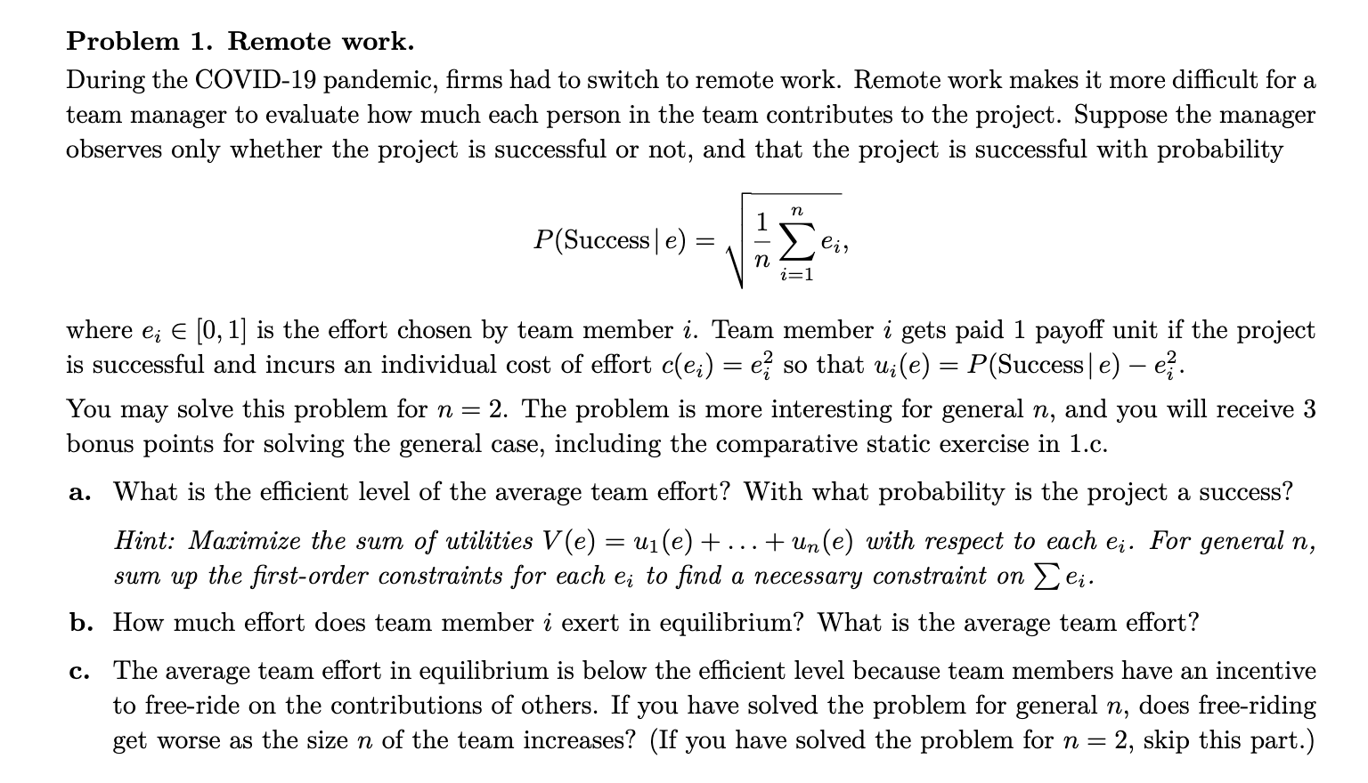 Solved Problem 1. Remote work. During the COVID-19 pandemic, | Chegg.com