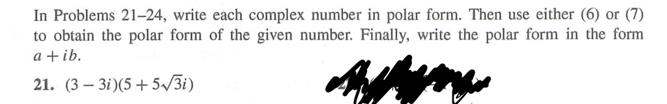 Solved In Problems 21-24, write each complex number in polar | Chegg.com