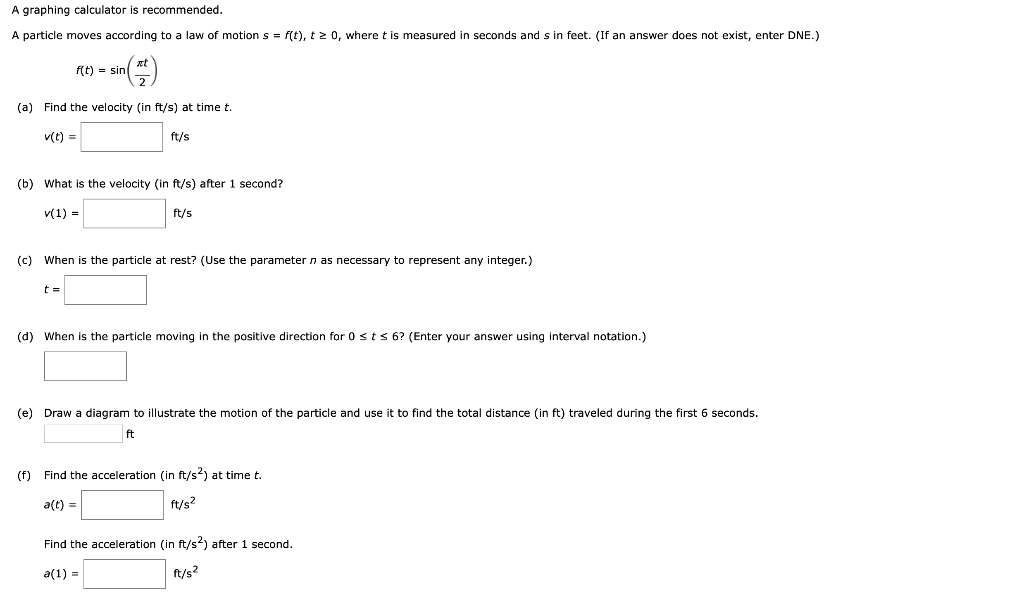 Solved A graphing calculator is recommended. A particle | Chegg.com