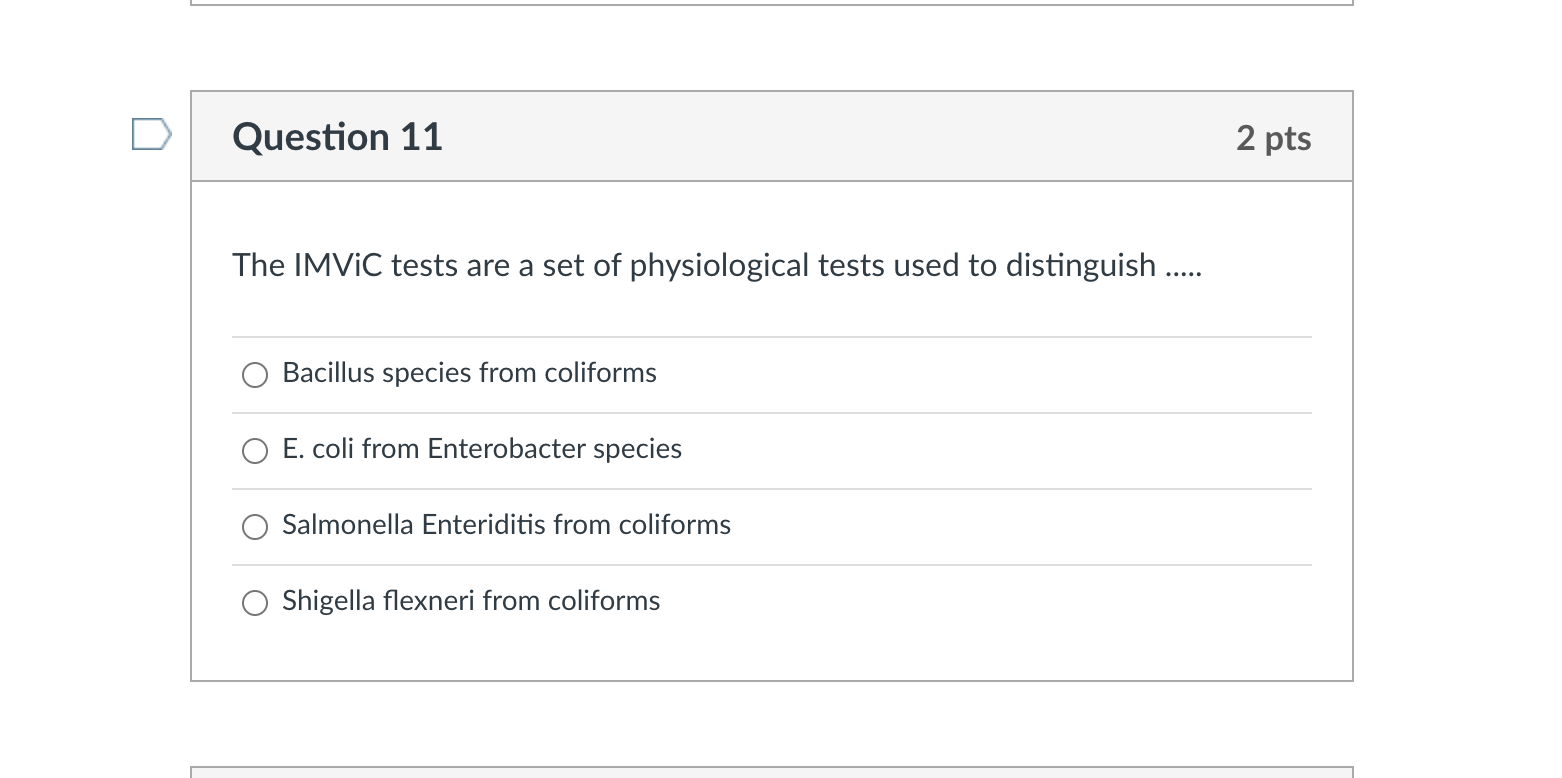 Solved Question 11 2 pts The IMVIC tests are a set of | Chegg.com
