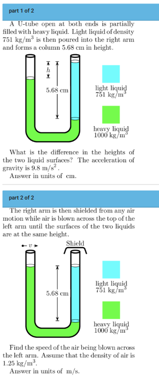 Solved A U-tube open at both ends is partially filled with | Chegg.com