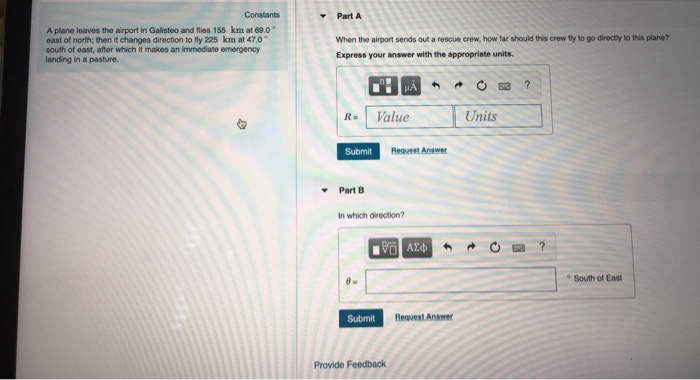 Solved Constants Part A A plane leaves the airport in | Chegg.com