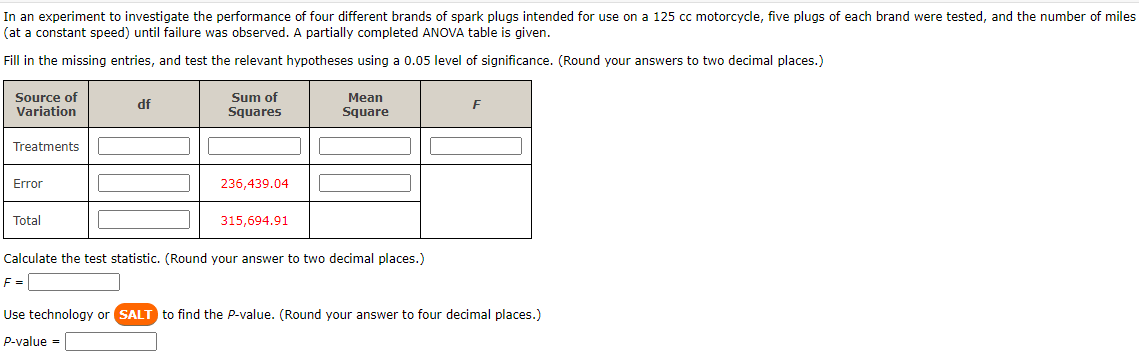 Solved In an experiment to investigate the performance of | Chegg.com