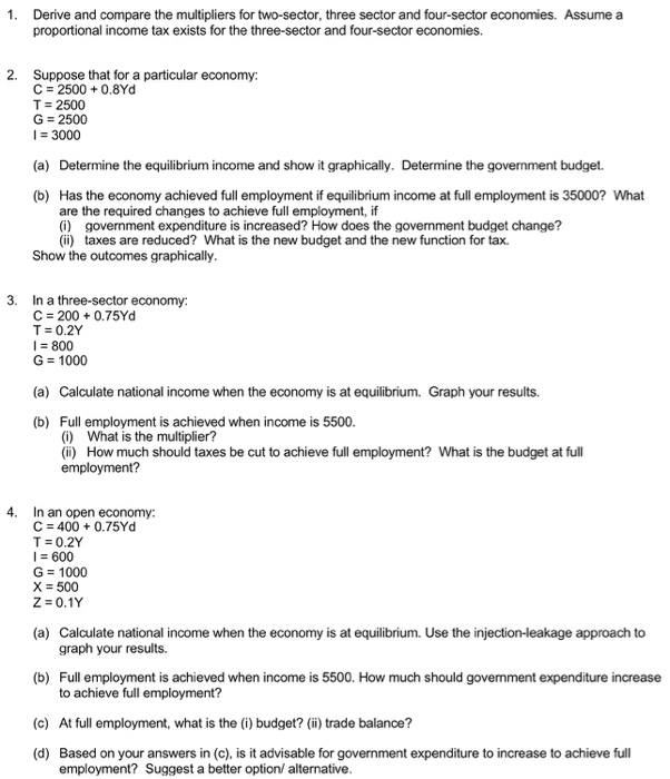 Solved 1. Derive and compare the multipliers for two-sector, | Chegg.com
