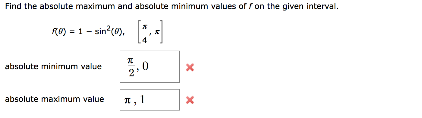 Solved Find the absolute maximum and absolute minimum values | Chegg.com