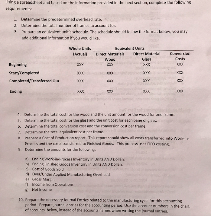 Solved Using a spreadsheet and based on the information | Chegg.com Solved Using a spreadsheet and based on the information | Chegg.com