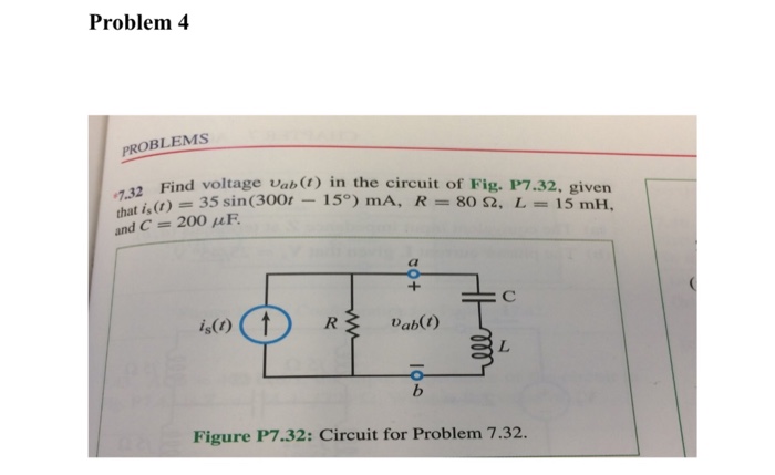 Solved Find voltage vab(t) in the circuit of Fig. P7.32, | Chegg.com