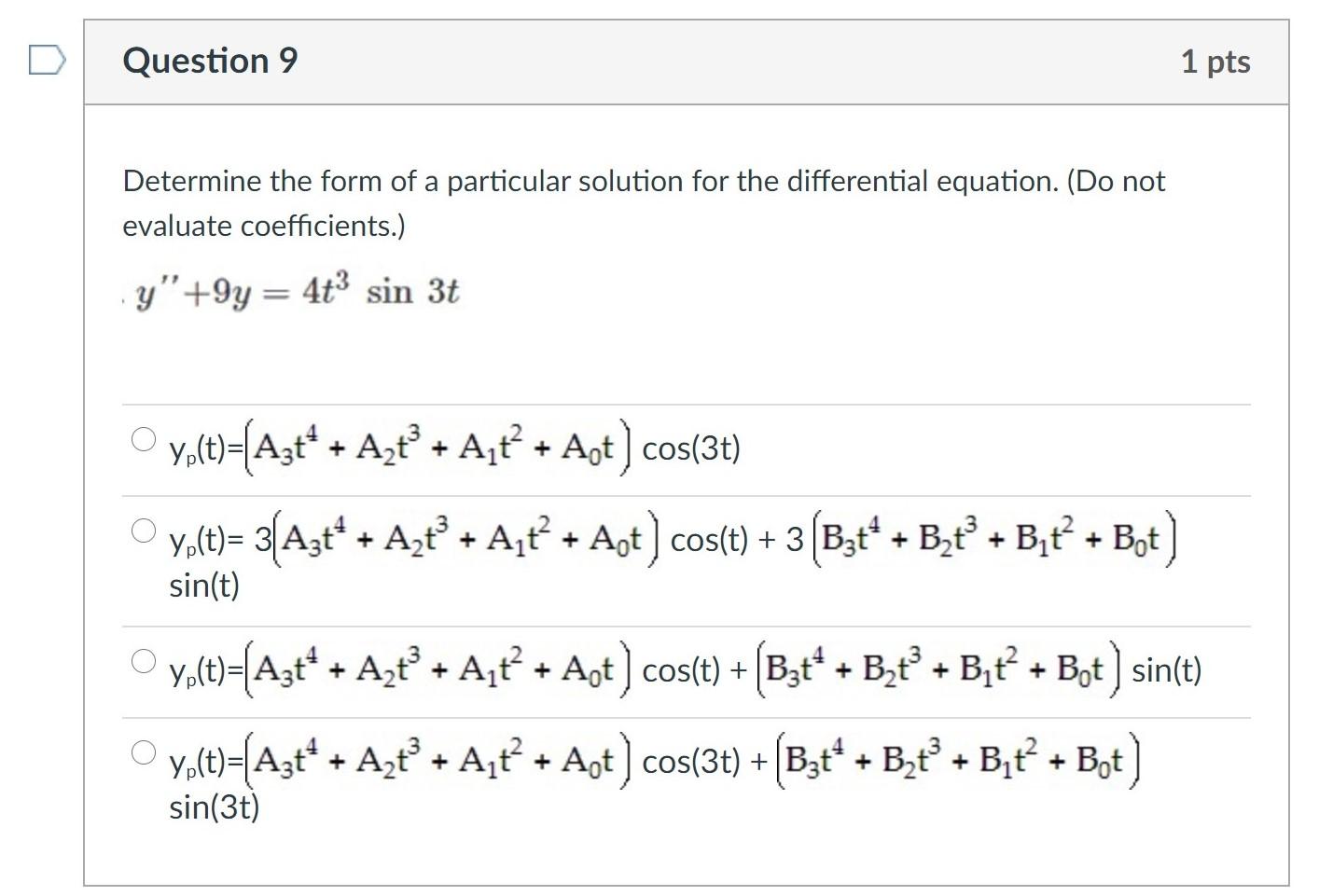 Solved Determine the form of a particular solution for the | Chegg.com
