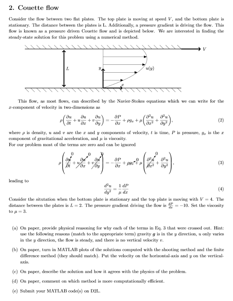 2. Couette flow Consider the flow between two flat | Chegg.com