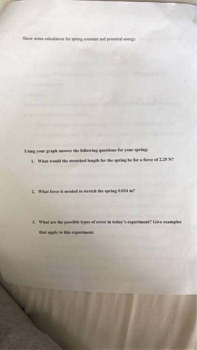 Solved NOW Name Spring Constant Lab Purpose: To calculate | Chegg.com