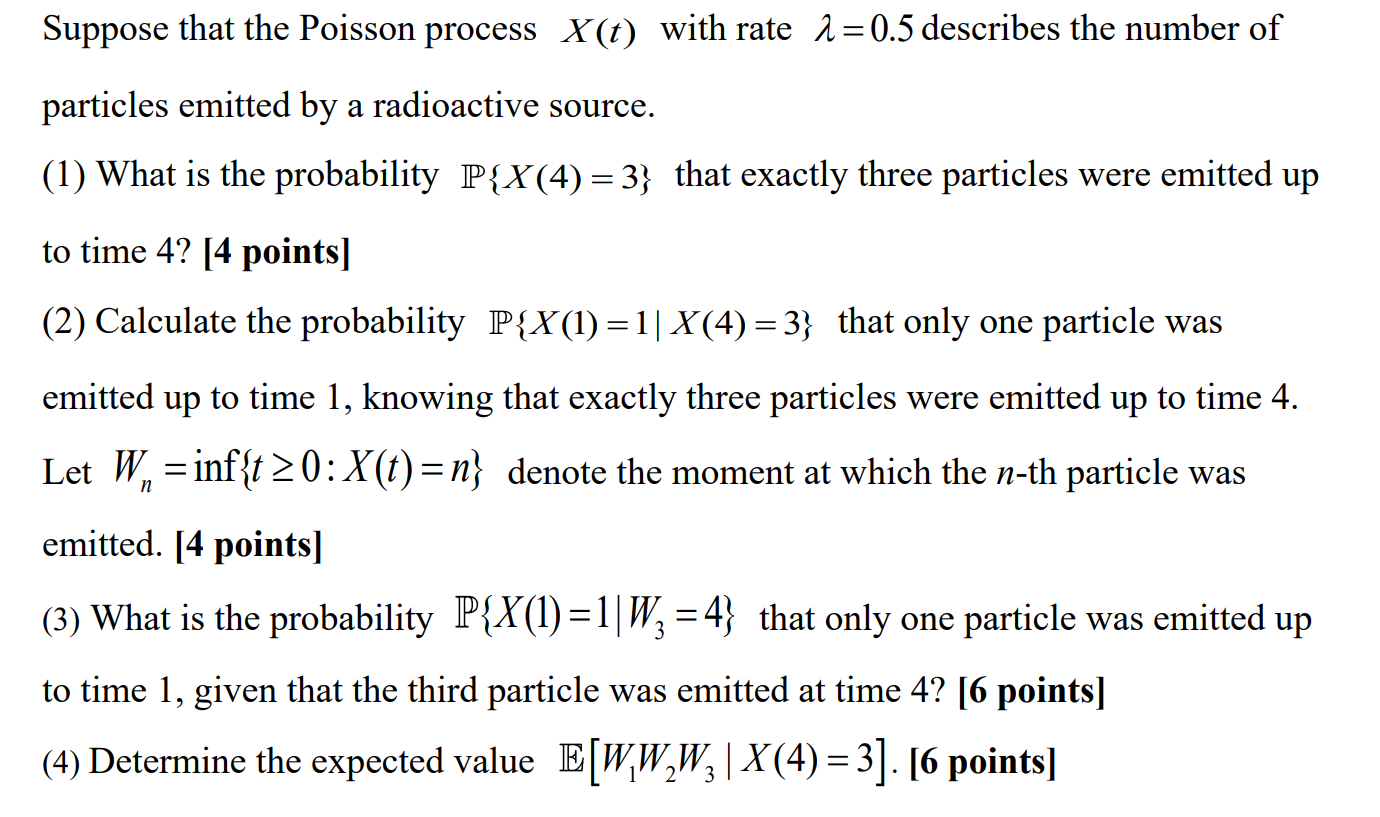 Solved Suppose that the Poisson process X(t) with rate λ=0.5 | Chegg.com