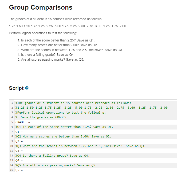 Solved Group Comparisons The grades of a student in 15 | Chegg.com