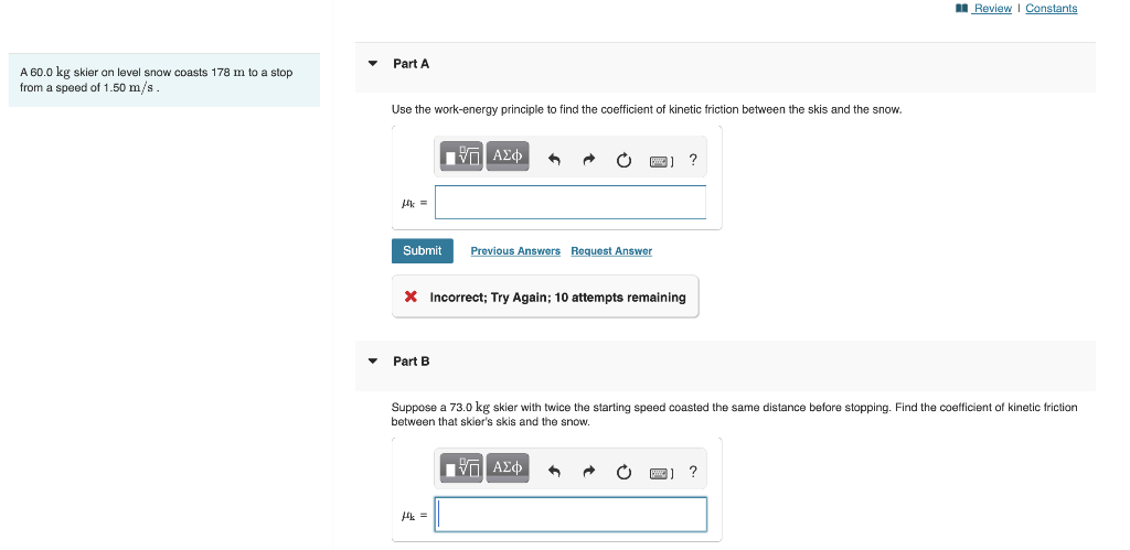Solved m Review Constants Part A A 60.0 kg skier an level | Chegg.com