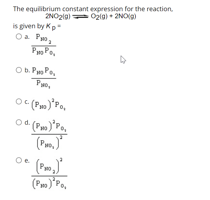 Solved The equilibrium constant expression for the reaction, | Chegg.com