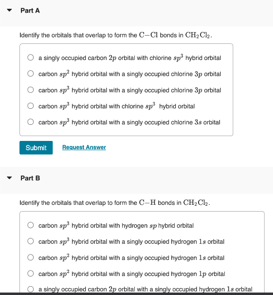 Solved Identify The Orbitals That Overlap To Form The C−cl