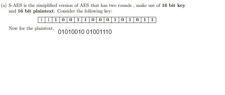 Solved a) S-AES is the simiplified version of AES that has | Chegg.com