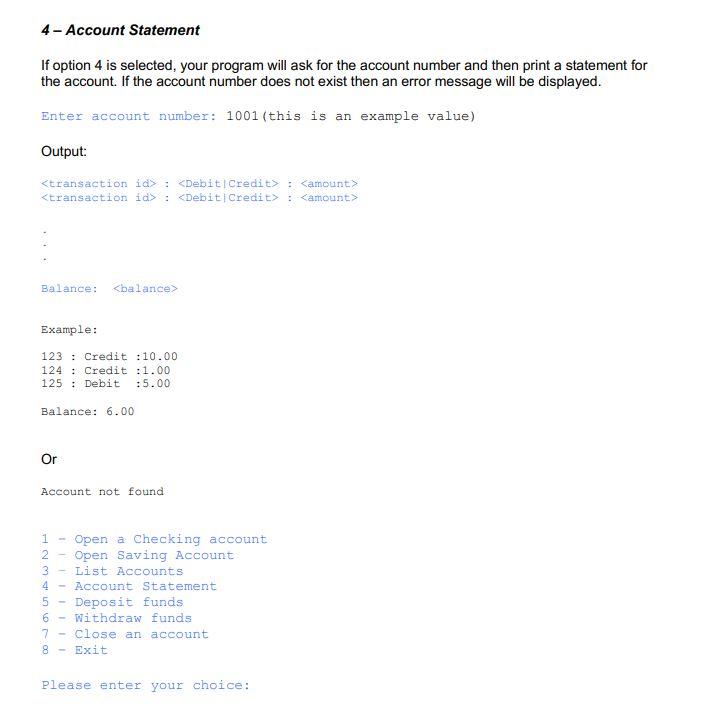 Solved Create a JAVA Banking Application that cab perform | Chegg.com
