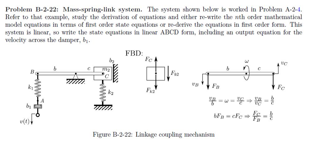 Problem B-2-22: Mass-spring-link system. The system | Chegg.com Problem B-2-22: Mass-spring-link system. The system | Chegg.com