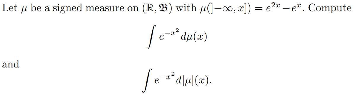 Solved Let μ be a signed measure on (R,B) with | Chegg.com