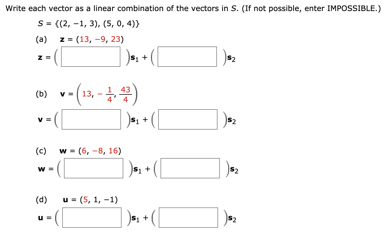 Solved Write each vector as a linear combination of the | Chegg.com